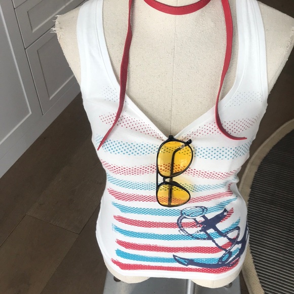 Tops | Red White Blue Tank With Accessories | Poshmark